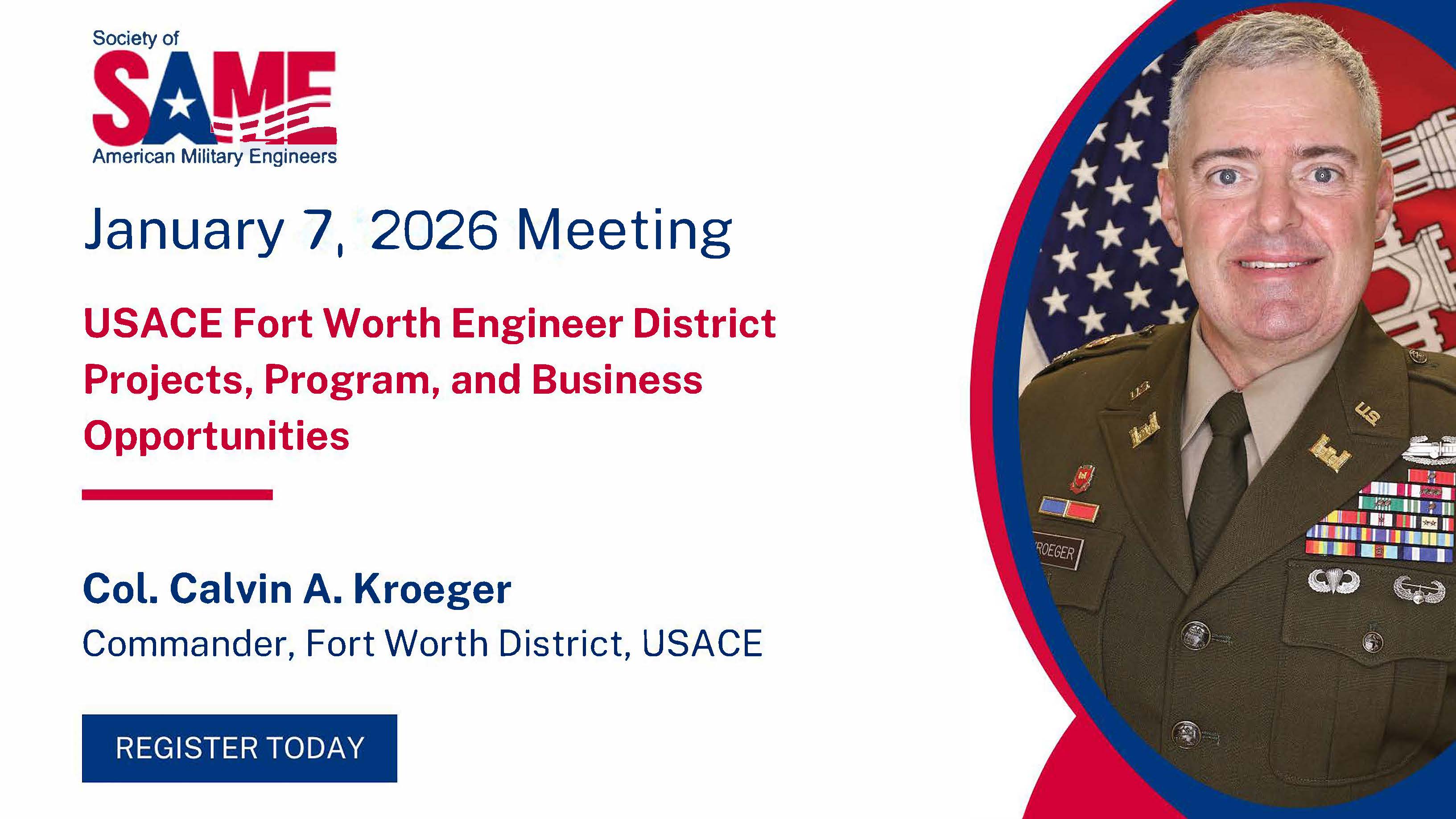 Register Now! 7 Jan 2026 Monthly Meeting featuring USACE Fort Worth ...